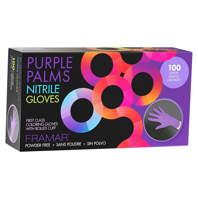 Purple Palms Nitrile Gloves Large - Framar | CosmoProf
